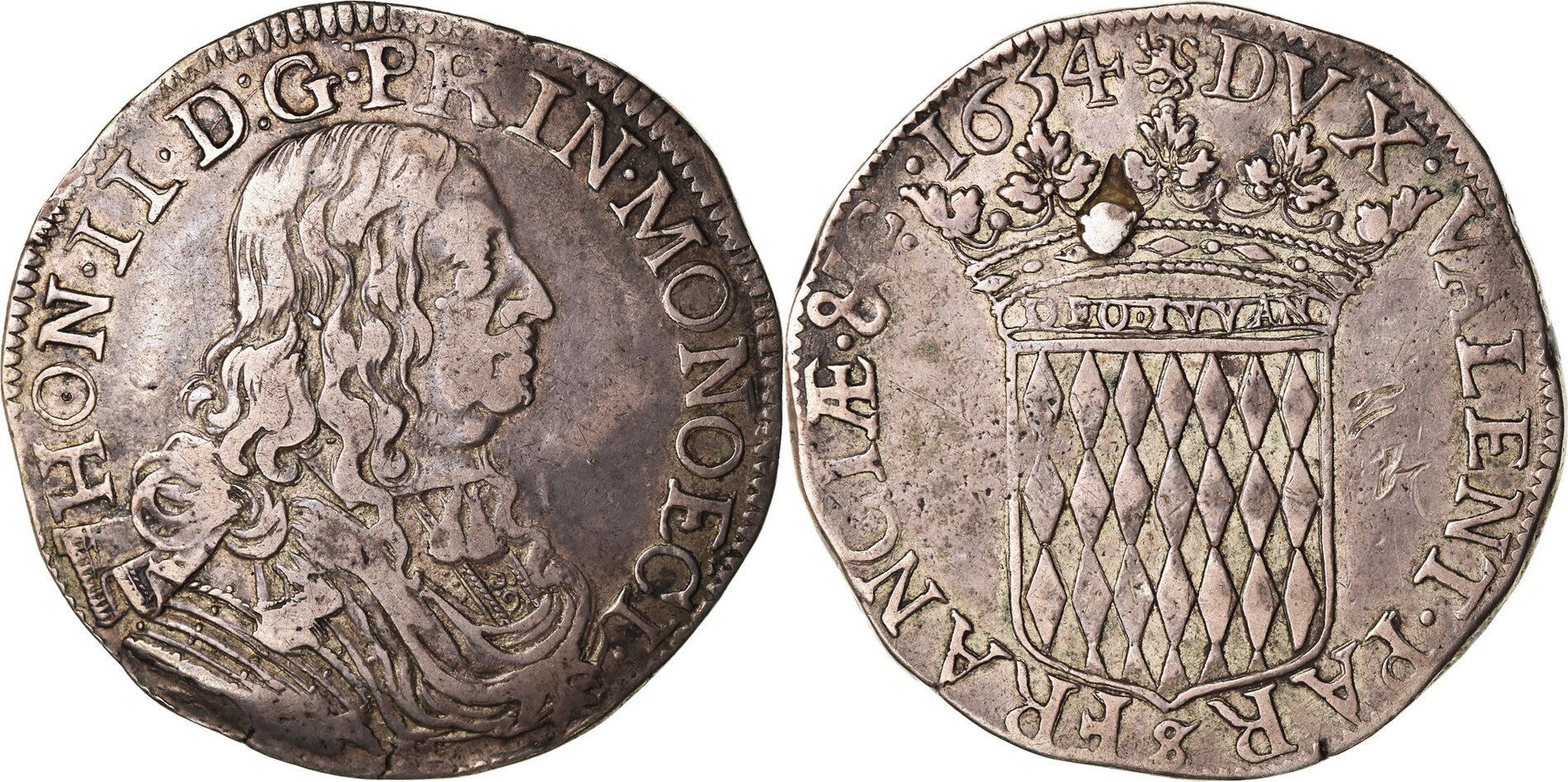 Monaco Scudo 1654 Monaco Honoré II, Silver, Gadoury:MC35 EF(40-45) | MA ...