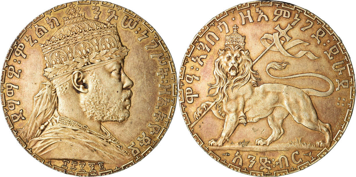 Ethiopia Birr 1892 (1899) Coin, Menelik II, Silver, KM:19 MS(60-62 ...