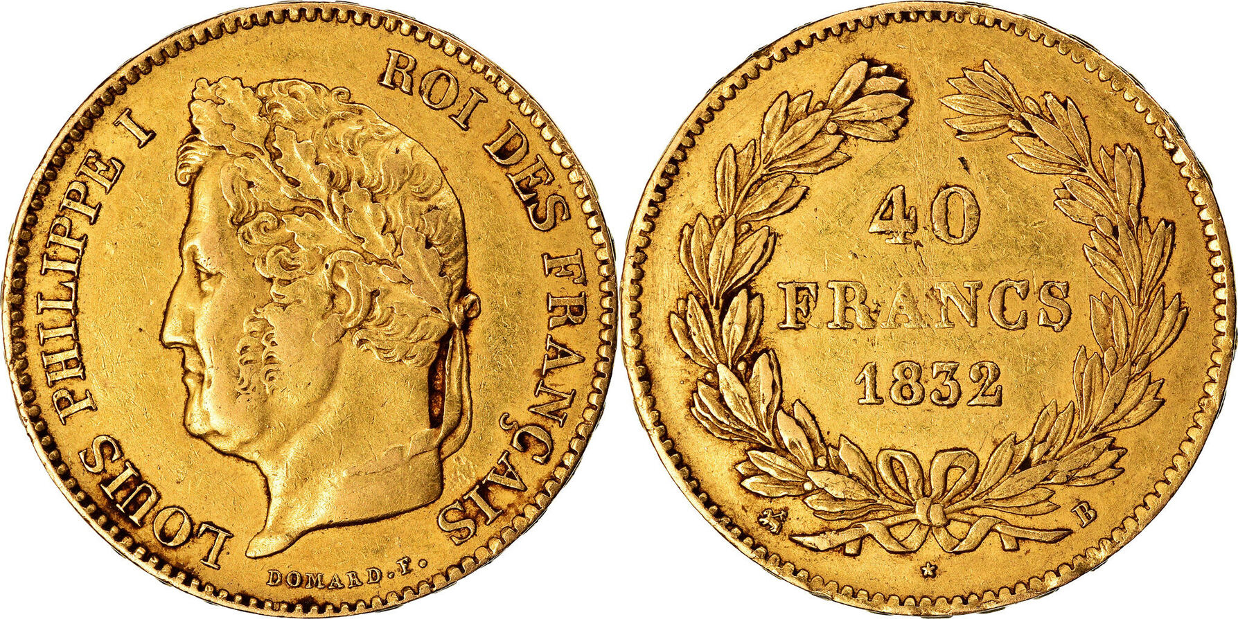 France 40 Francs 1832 B Coin, Louis-Philippe, Rouen, Gold, KM:747.2 EF ...