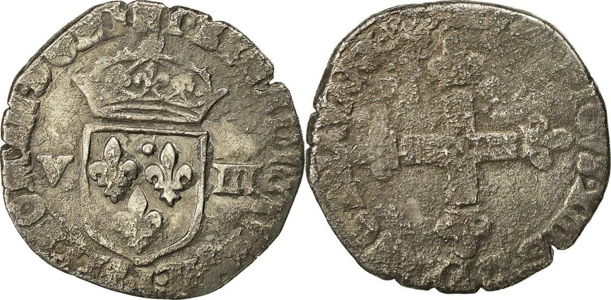 France 1/8 Ecu Coin, Louis XIII, Bayonne, Silver, Gadoury:23 VF(20-25 ...
