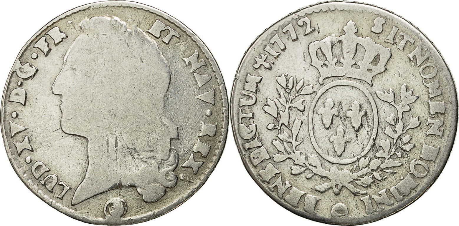 France 1/5 Ecu 1772 Perpignan Coin, Louis XV, 1/5 Écu au bandeau ...