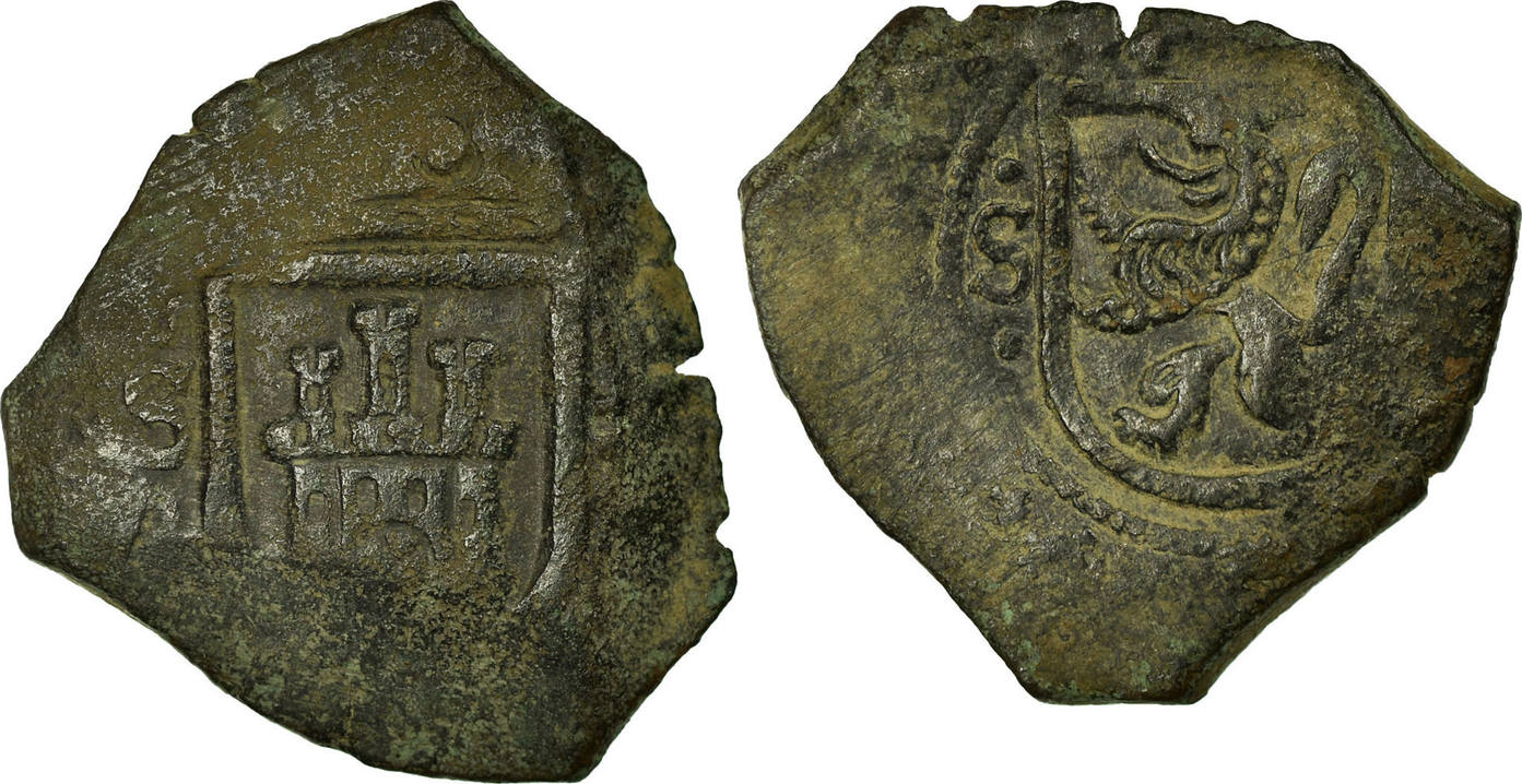 Spain 8 Maravedis Coin, Philip IV, Sevilla, Copper VF(30-35) | MA-Shops