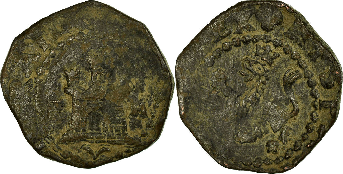 Spain 2 Maravedis Coin, Philip II, Segovia, Copper VF(30-35) | MA-Shops