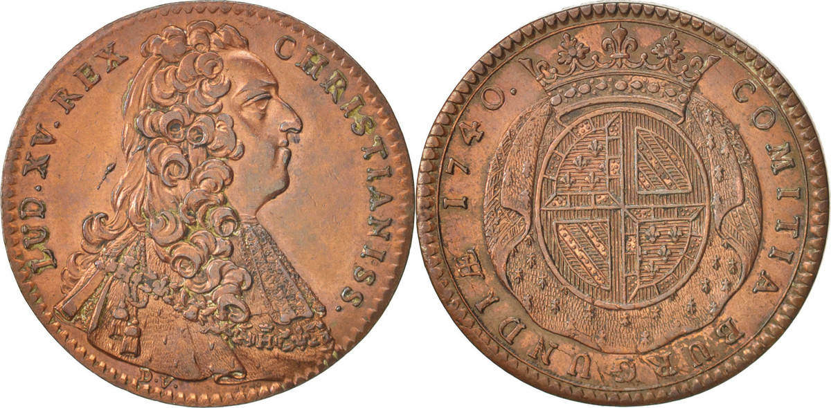 France Token 1740 Etats de Bourgogne, Copper, Feuardent:9846 AU(50-53 ...