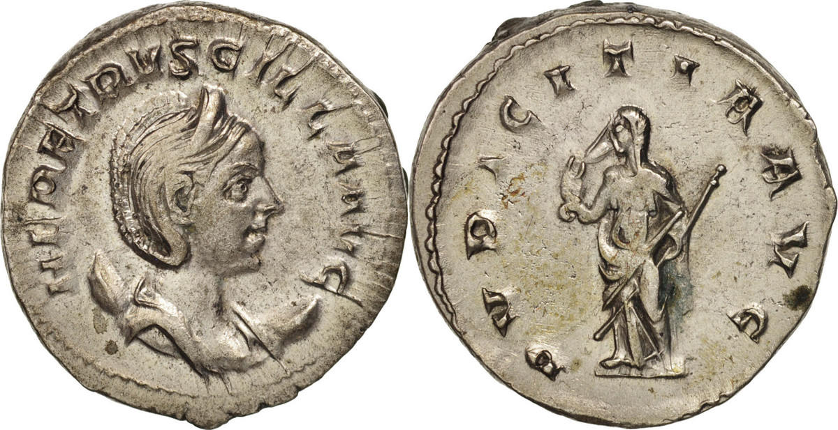 Antoninianus Coin, Herennia Etruscilla, Rome, Billon, RIC:58 b AU(50-53 ...