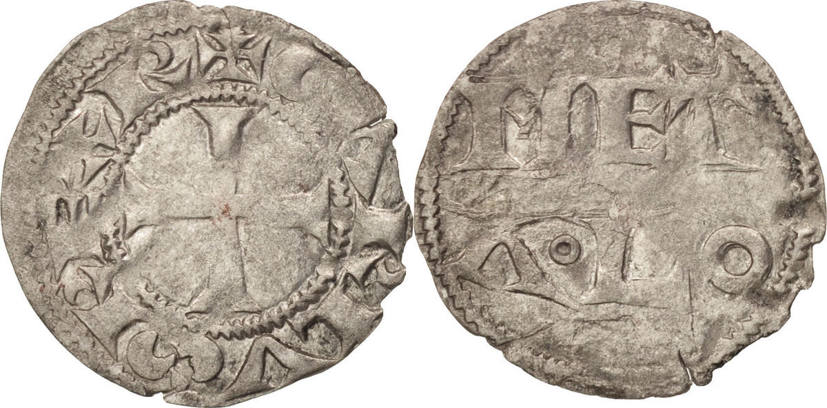 France Obol Coin, Poitou, Melle, Silver, Boudeau:414var AU(50-53) | MA ...