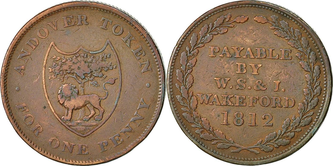 Great Britain Penny Token 1812 Andover Coin, Hampshire, W S & I ...