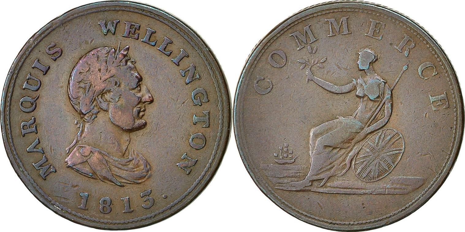 Canada Halfpenny Token 1813 Coin, Marquis Wellington, Copper EF(40-45 ...