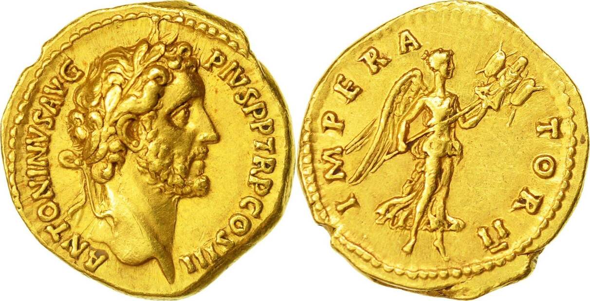 Aureus 143-144 Rome Coin, Antoninus Pius, Rome, graded, NGC, AU, 5/5-3/ ...