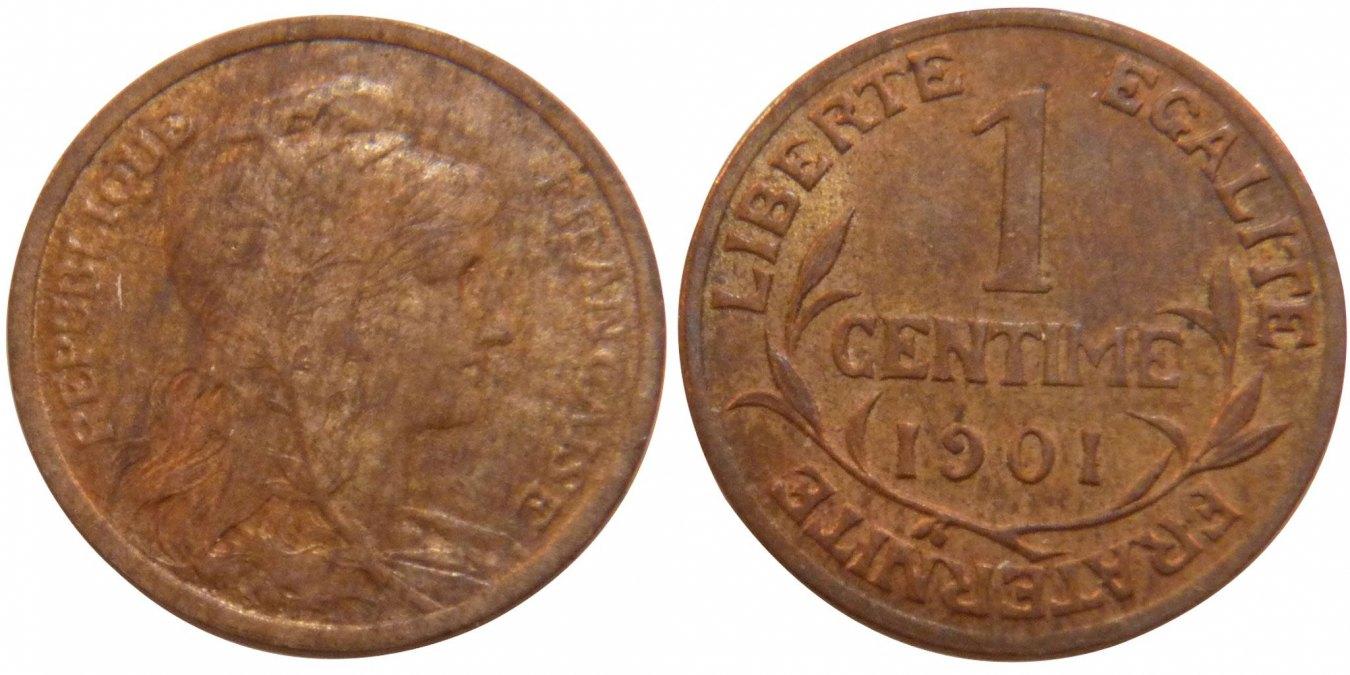 France Centime 1901 Paris Coin, Dupuis, Paris, Bronze, KM:840 AU(55-58 ...