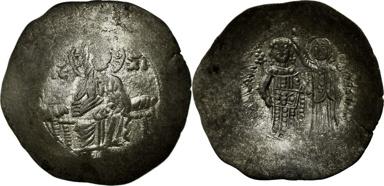 Aspron trachy Coin, Manuel I Comnenus, Constantinople, Billon AU(50-53 ...