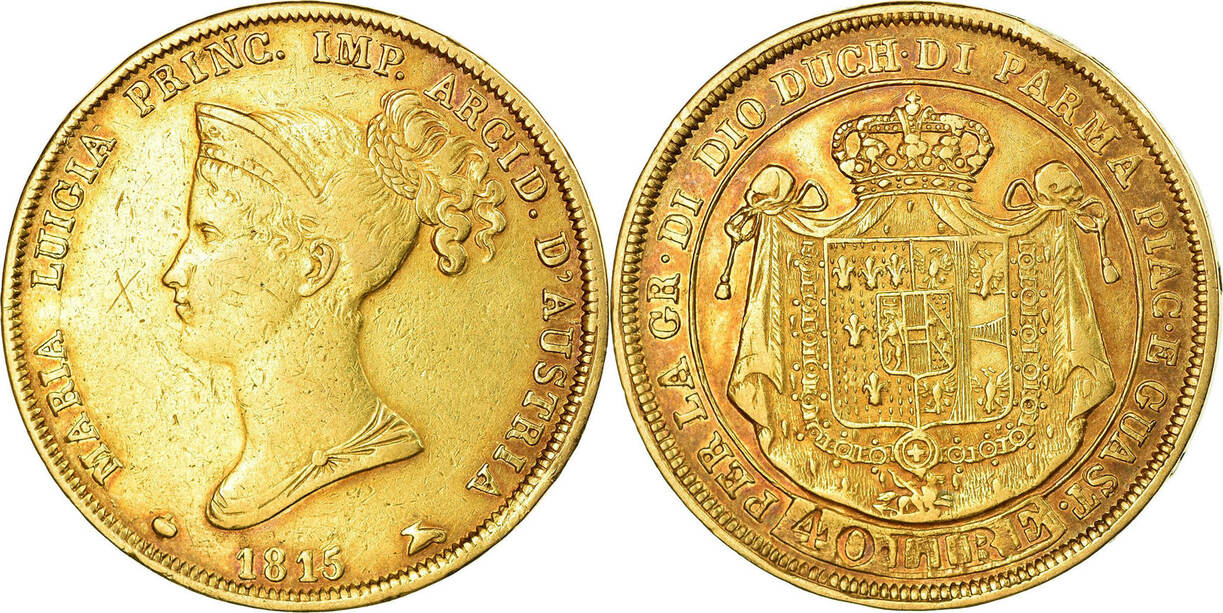 ITALIAN STATES 40 Lire 1815 Parma Coin, PARMA, Maria Luigia, Parma VF ...