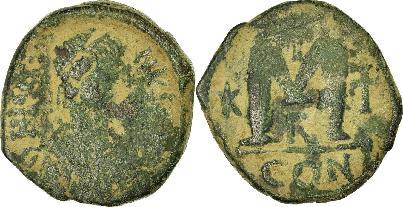 Follis 518-527 Constantinople Coin, Justin I, Constantinople, Copper ...