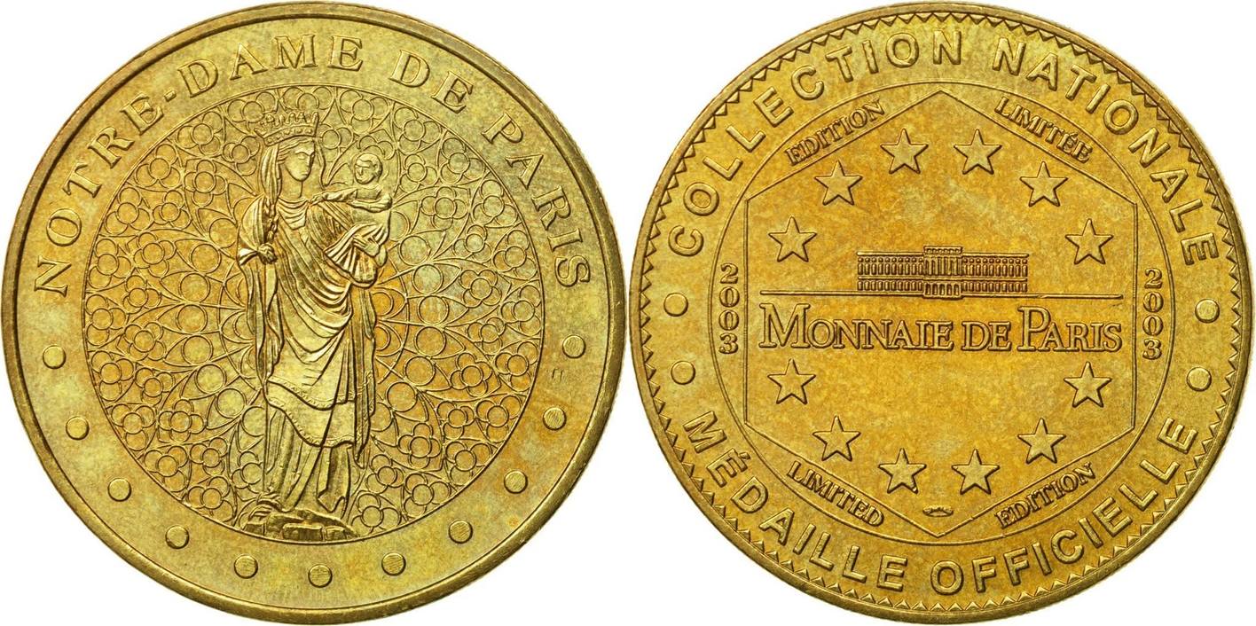 France 2003 Touristic token, Paris - Cathédrale notre Dame - Vierge à ...