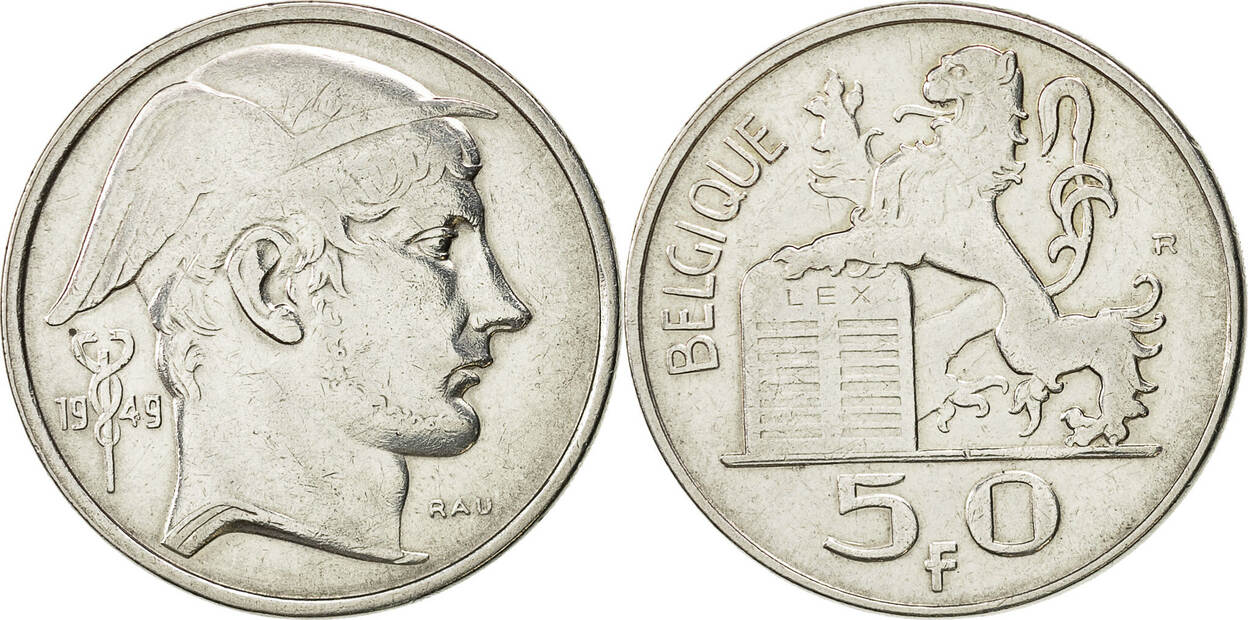 Belgium 50 Francs, 50 Frank 1949 Silver, KM:136.1 AU(50-53) | MA-Shops