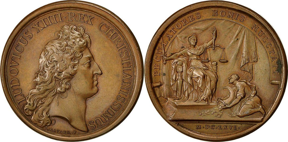 France Medal 1666 Louis XIV, La Clémence du Roi, Mauger, Bronze MS(60 ...