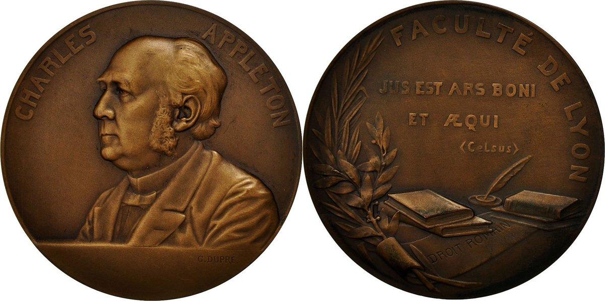 France Medal Charles Appleton, Faculté de Droit, Lyon, Dupré, Bronze MS ...