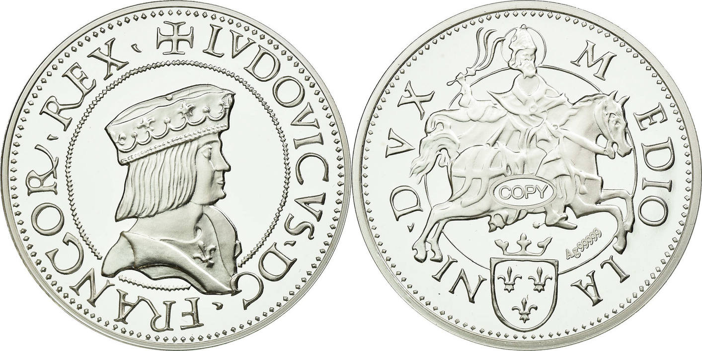 France Medal Reproduction du Teston Milan Louis XII, Silver MS(65-70 ...