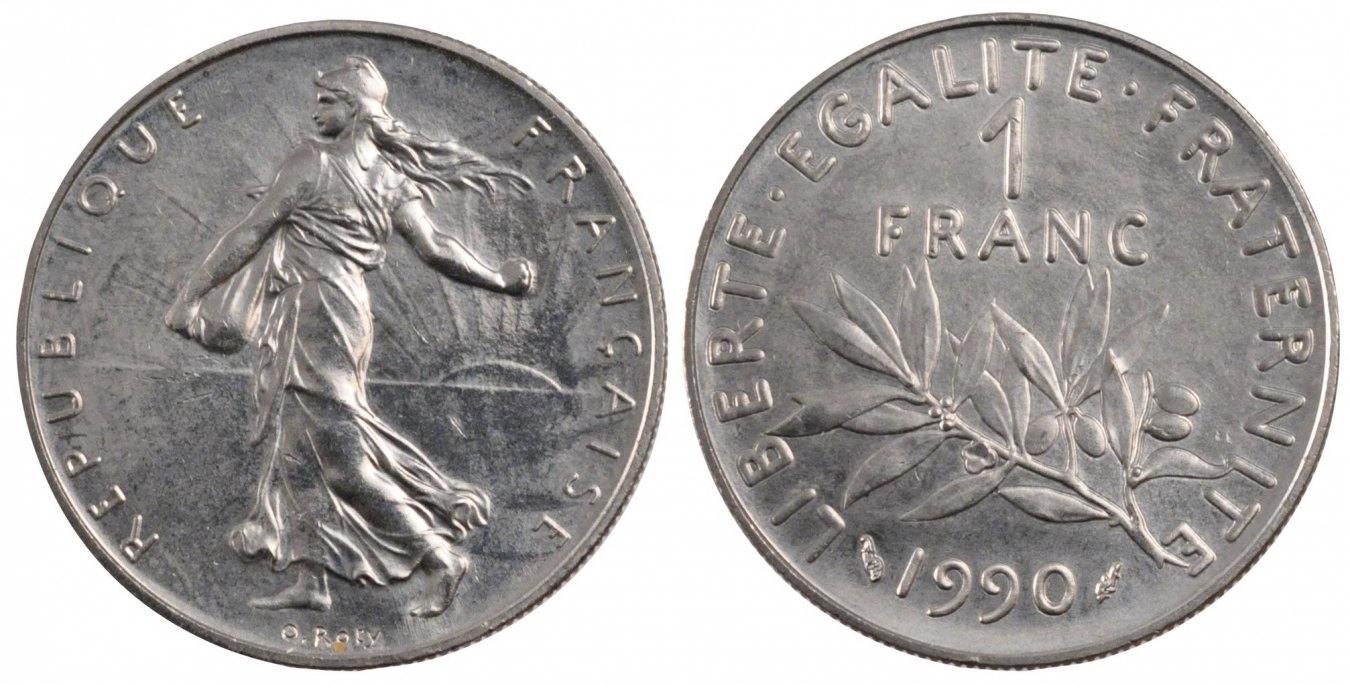 France Franc 1990 Paris Coin, Semeuse, Paris, Nickel, Gadoury:474 MS(65-70) | MA-Shops