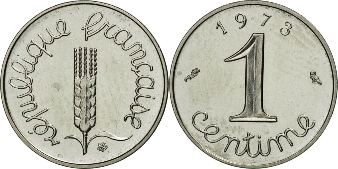 France Centime 1973 Paris Coin, Épi, Paris, Stainless Steel, KM:928 MS ...