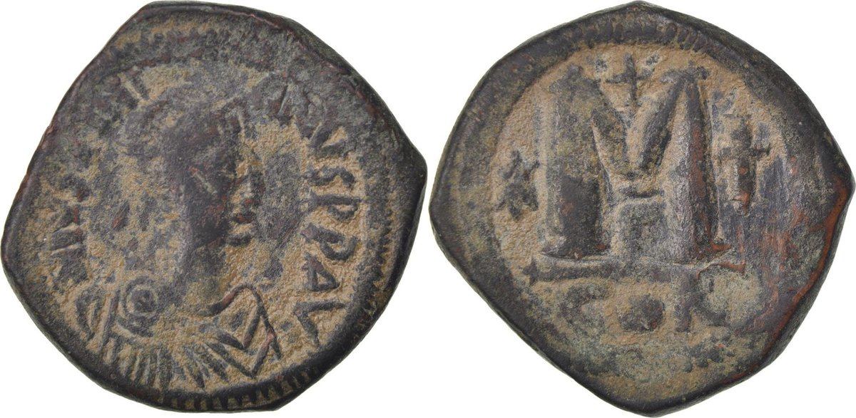 Follis Coin, Justinian I, Constantinople, Copper, Sear:158 VF(30-35 ...