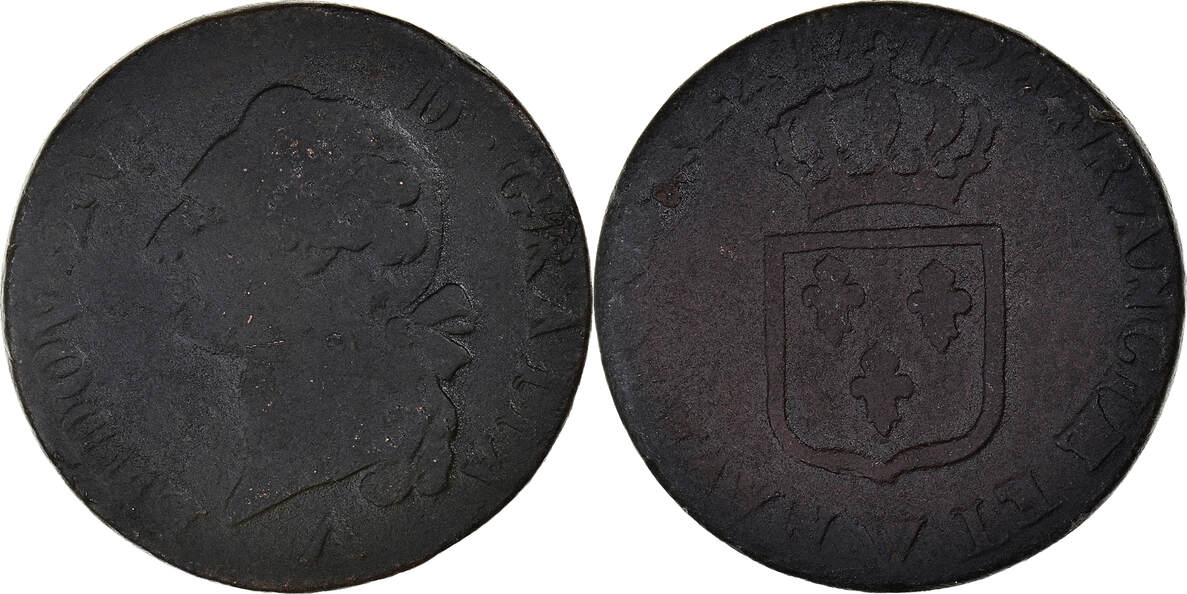 France Sol 1779 W Coin, Louis XVI, Lille, Copper, KM:578.16 VF(30-35 ...