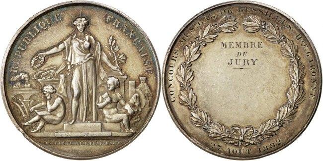 France Medal 1882 French Third Republic, Arts & Culture, Bescher AU(50 ...