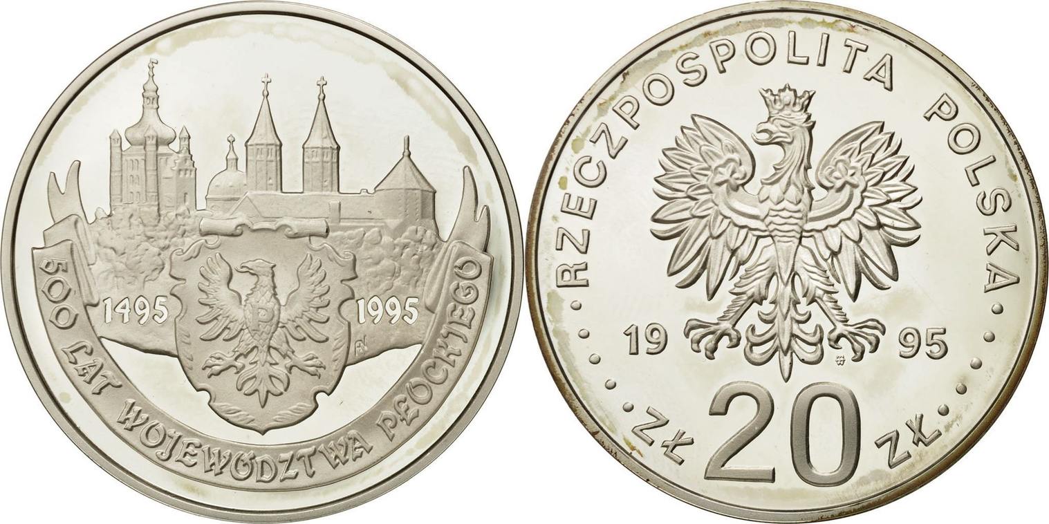 Poland 20 Zlotych 1995 Warsaw Coin, Warsaw, Silver, KM:288 MS(63) | MA ...