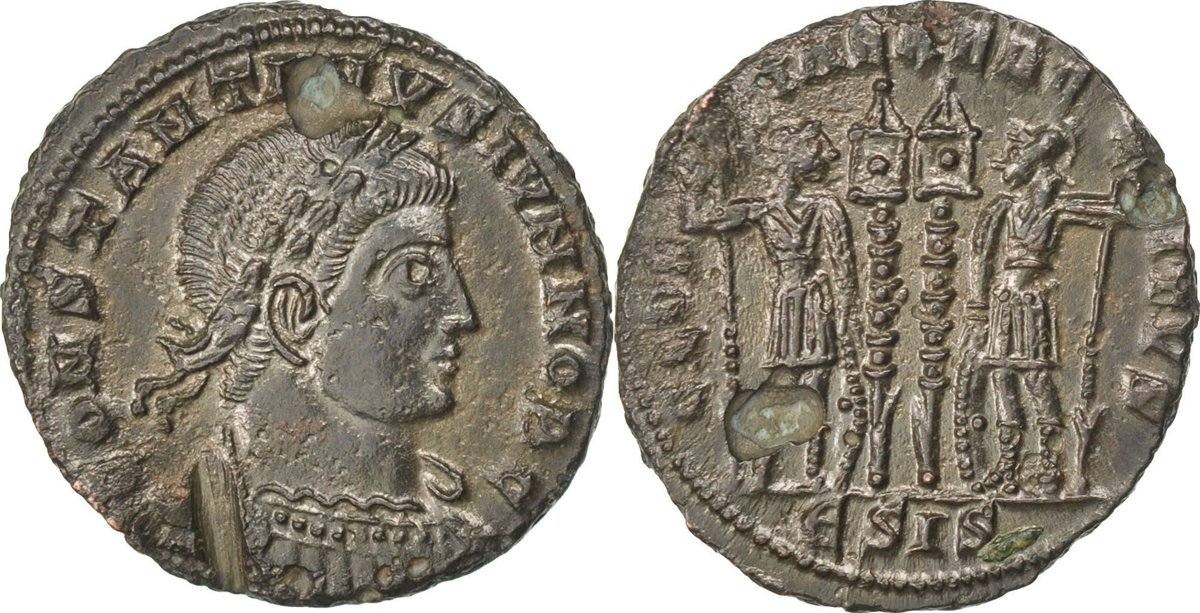Nummus Coin, Constantine II, Siscia, Copper, Cohen:114 AU(50-53) | MA-Shops