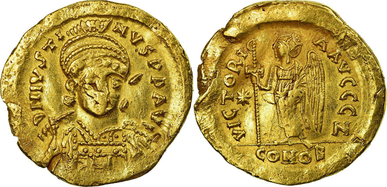 Solidus Coin, Justin I, Constantinople, Gold, Sear:56 VF(30-35) | MA-Shops