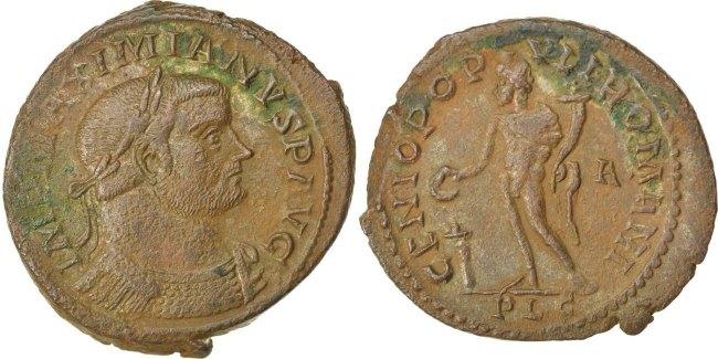 Follis Coin, Maximianus, Copper, Cohen:203 AU(50-53) | MA-Shops