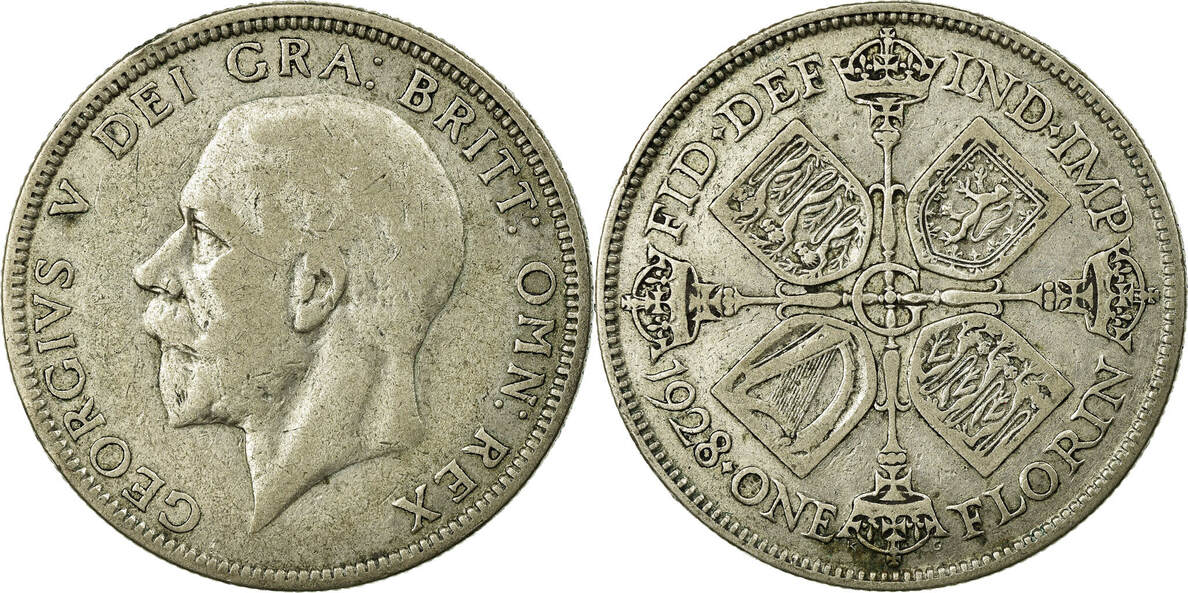 Great Britain Florin, Two Shillings 1928 Coin, George V, Silver EF(40 ...