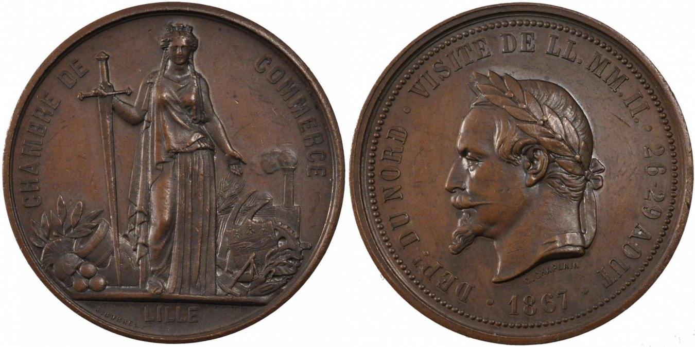 France Token 1867 Chamber of Commerce, Copper AU(55-58) | MA-Shops