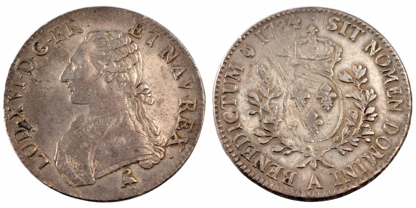 France Ecu 1784 A Coin, Louis XVI, Écu aux branches d'olivier, Paris VF ...