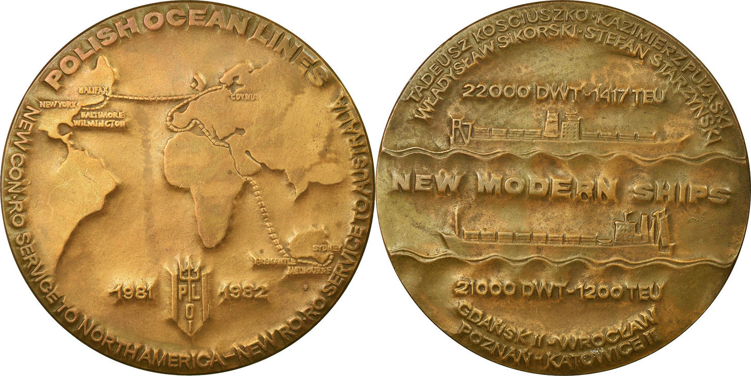 France Medal 1982 New Modern Ships, Polish Ocean Lines, Shipping MS(60 ...