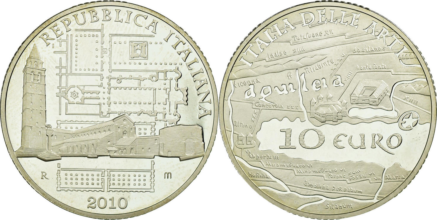 Italy 10 Euro 2010 R Proof, Silver, KM:334 MS(63) | MA-Shops