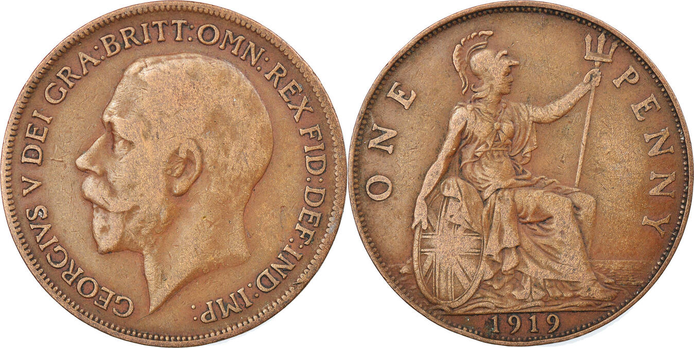 Great Britain Penny 1919 Coin, George V, Bronze, KM:810 EF(40-45) | MA ...