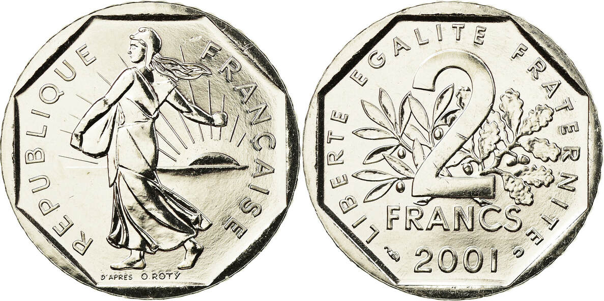 France 2 Francs 2001 Paris Coin, Semeuse, Paris, Nickel, KM:942.2 MS(65 ...
