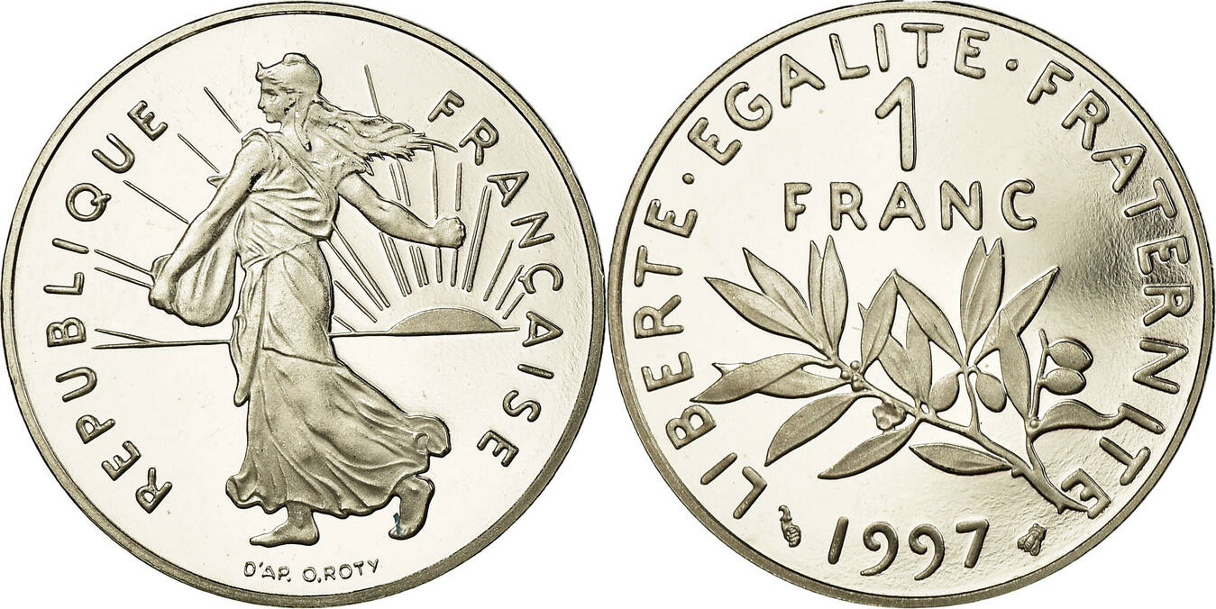 France Franc 1997 Paris Coin, Semeuse, Paris, Proof, Nickel, KM:925.2 MS(65-70) | MA-Shops