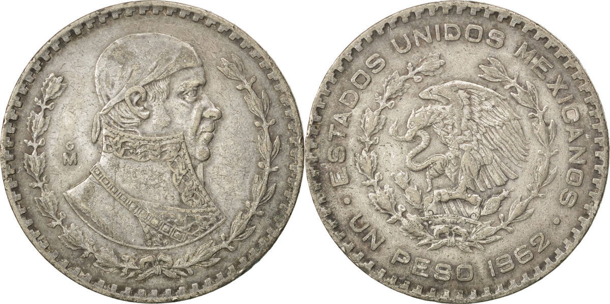 Mexico Peso 1962 Coin, Silver, KM:459 AU(50-53) | MA-Shops