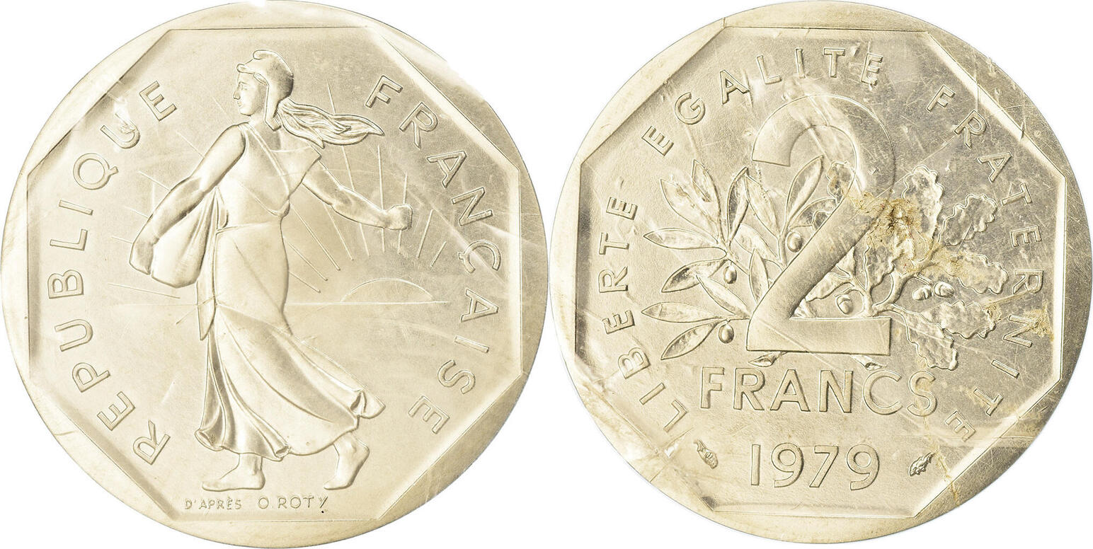 France 2 Francs 1979 Pessac Coin, Pessac, Piéfort, Silver, KM:P641 MS ...