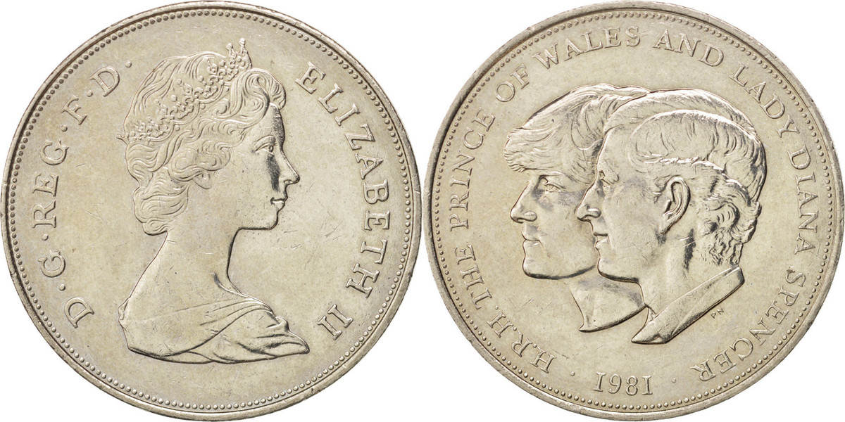 Great Britain 25 New Pence 1981 Coin, Elizabeth II, Copper-nickel MS(60-62) | MA-Shops