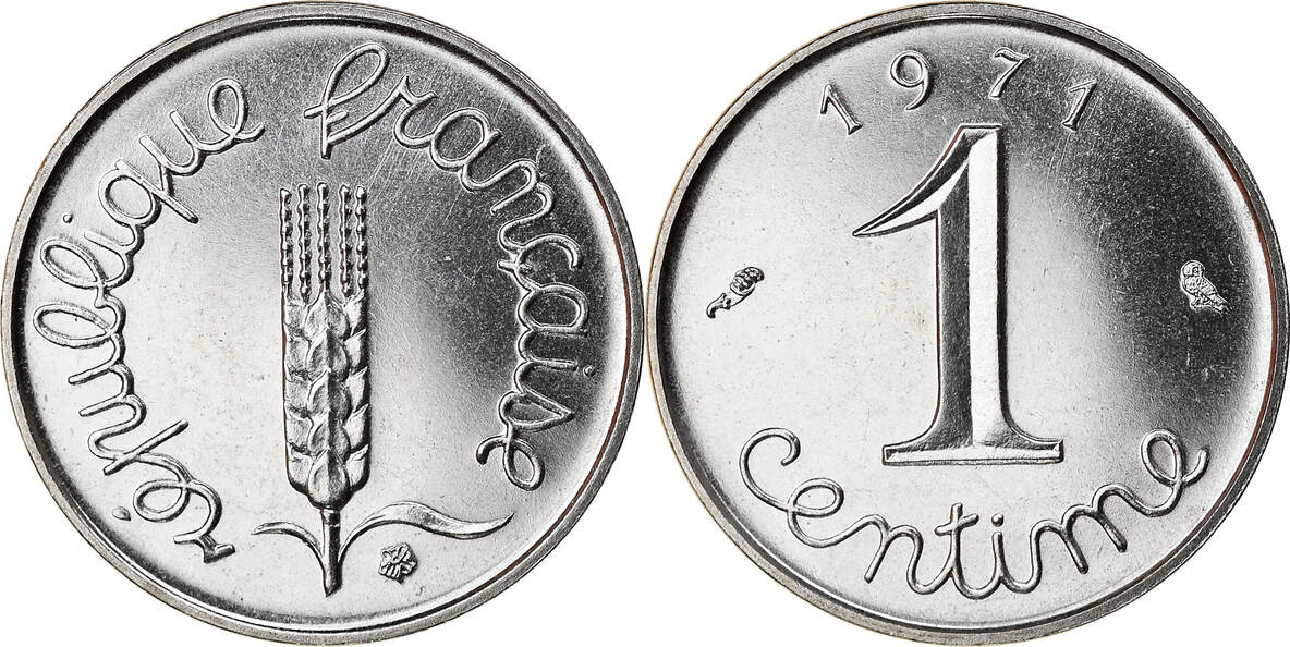 France Centime 1971 Paris Coin, Épi, Paris, Stainless Steel, KM:928 MS ...