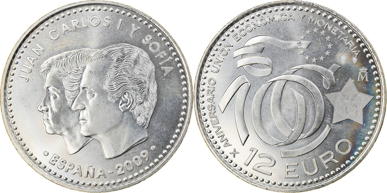 Spain 12 Euro 2009 Madrid Madrid, Silver, KM:1212 MS(63) | MA-Shops