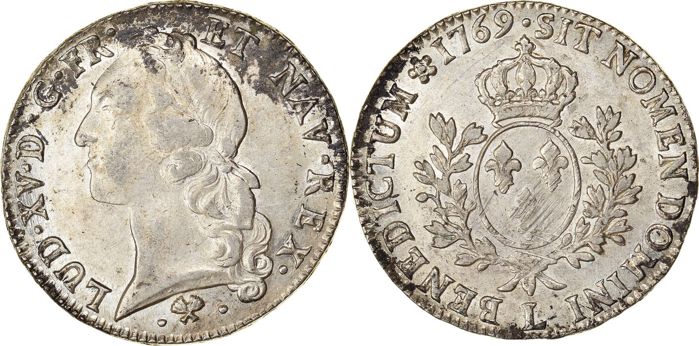 France Ecu 1769 L Coin, Louis XV, Écu au bandeau, Bayonne, Silver EF(40 ...