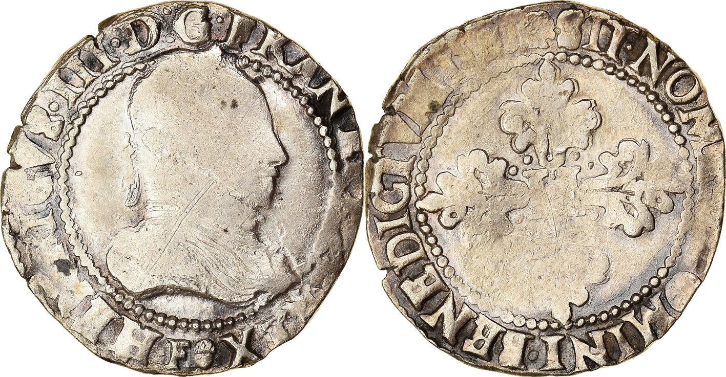 France Demi Franc 1588 Angers Coin, Henri III, Angers, Silver VF(30-35 ...