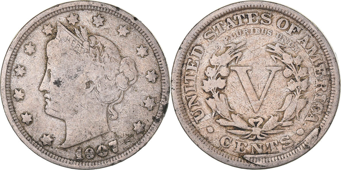 United States 5 Cents 1907 U.S. Mint Coin, Liberty Nickel, U.S. Mint ...