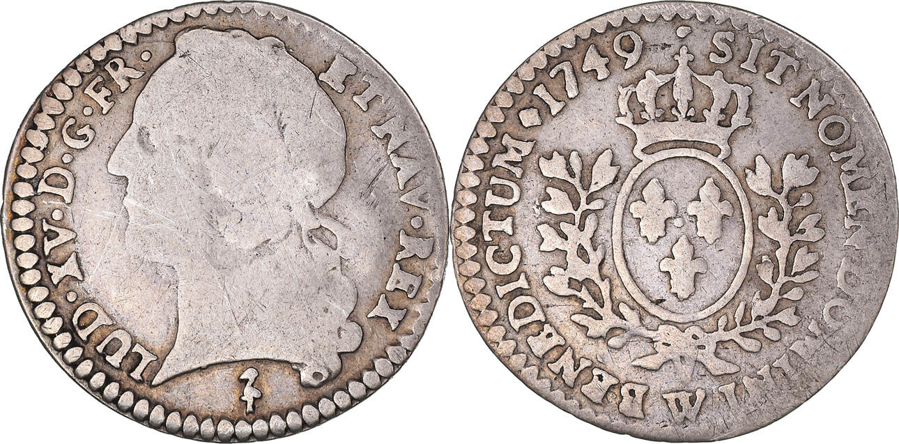 France 6 Sols, 1/20 ECU 1749 W Coin, Louis XV, Lille, Silver VF(20-25 ...