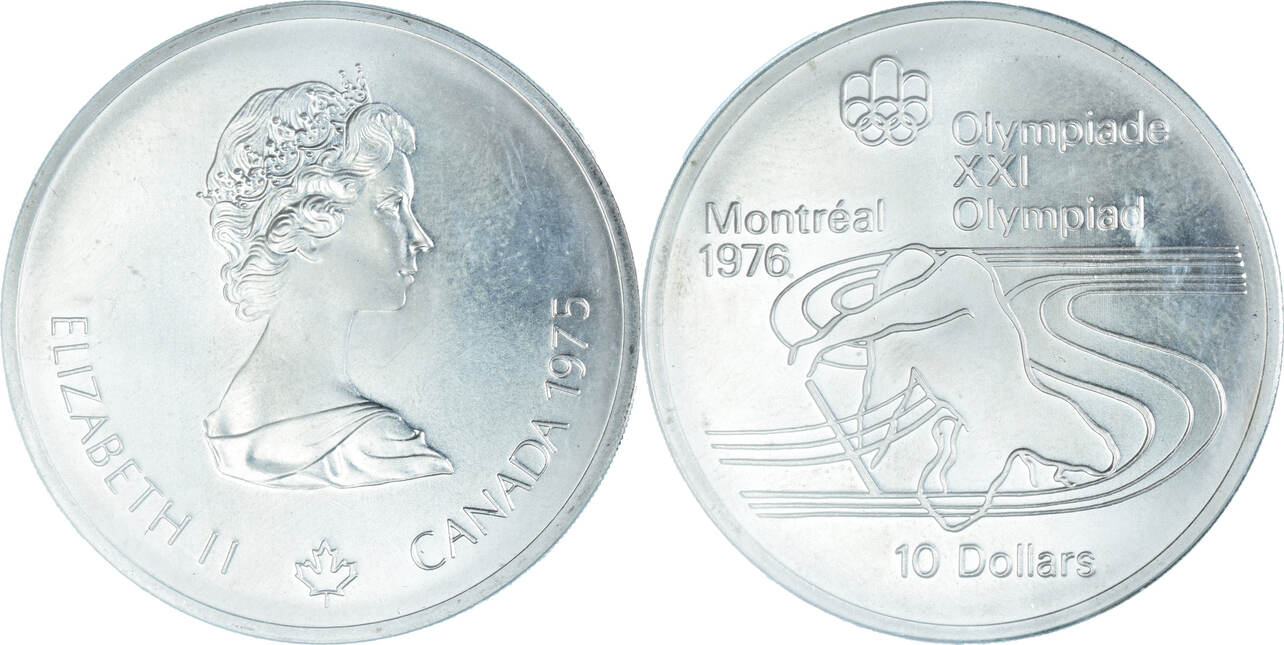 Canada 10 Dollars 1975 Coin, Elizabeth II, Canoeing, Silver MS(65-70) | MA-Shops