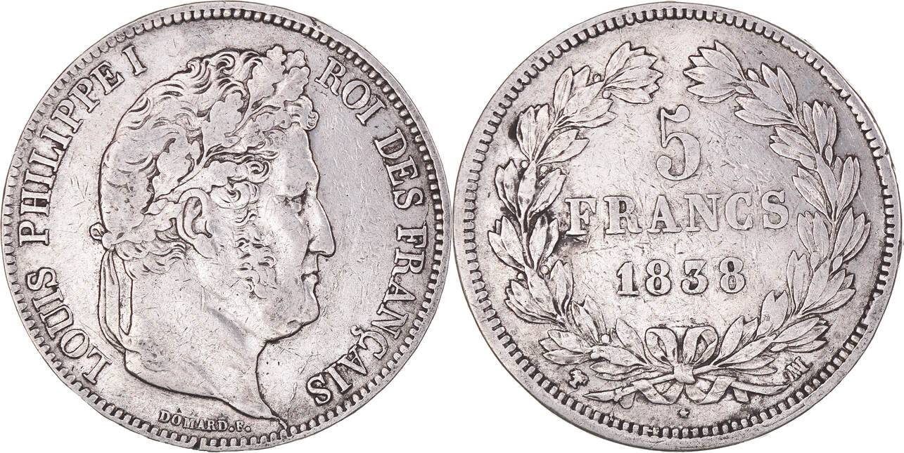 France 5 Francs 1838 MA Coin, Louis-Philippe, Marseille, Silver VF(30 ...